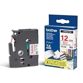 Brother P-touch 12mm TZ-232 Laminated Tape, 8 m, Red on White in Dubai ...